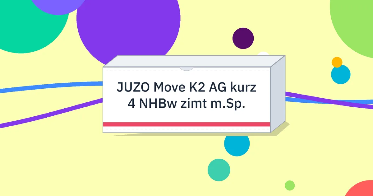 Symbolbild: Packung mit der Aufschrift JUZO Move K2 AG kurz 4 NHBw zimt m.Sp. (PZN 18527044) – Verfügbarkeit und Bezug in Apotheken in Frankfurt am Main