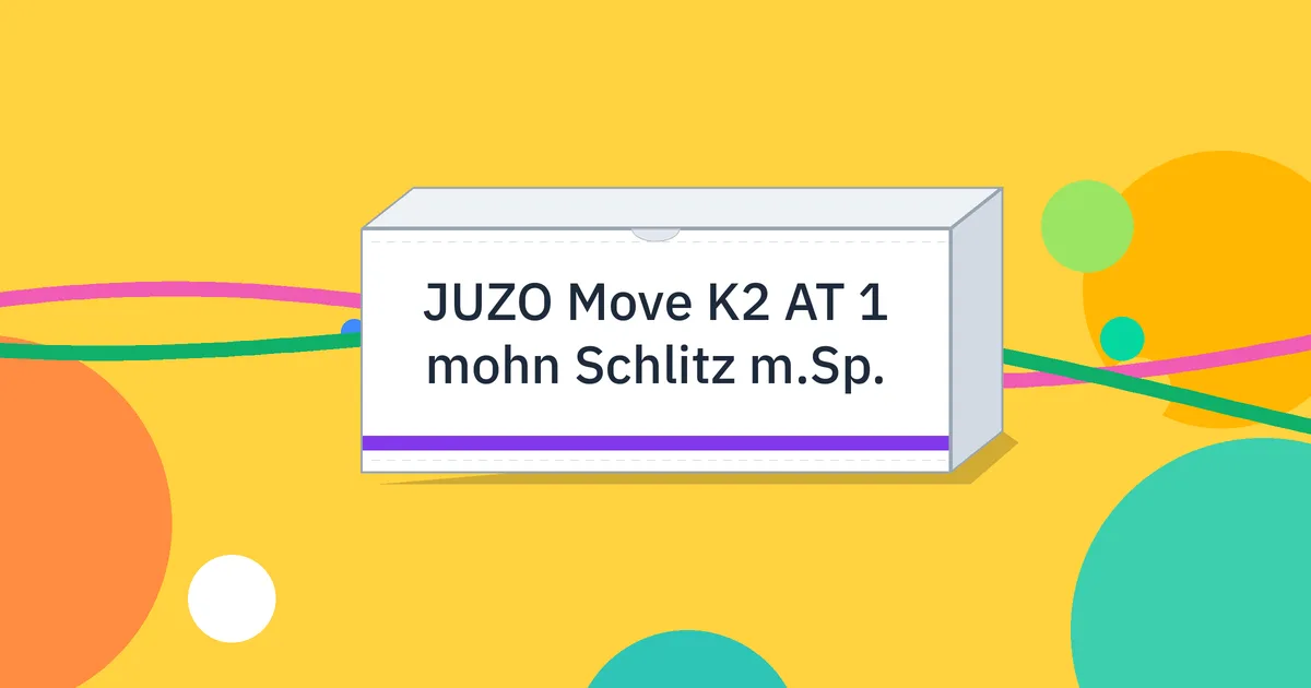 Symbolbild: Packung mit der Aufschrift JUZO Move K2 AT 1 mohn Schlitz m.Sp. (PZN 20668898) – Verfügbarkeit und Bezug in Apotheken in Frankfurt am Main