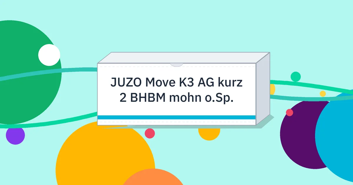 Symbolbild: Packung mit der Aufschrift JUZO Move K3 AG kurz 2 BHBM mohn o.Sp. (PZN 18593928) – Verfügbarkeit und Bezug in Apotheken in Frankfurt am Main