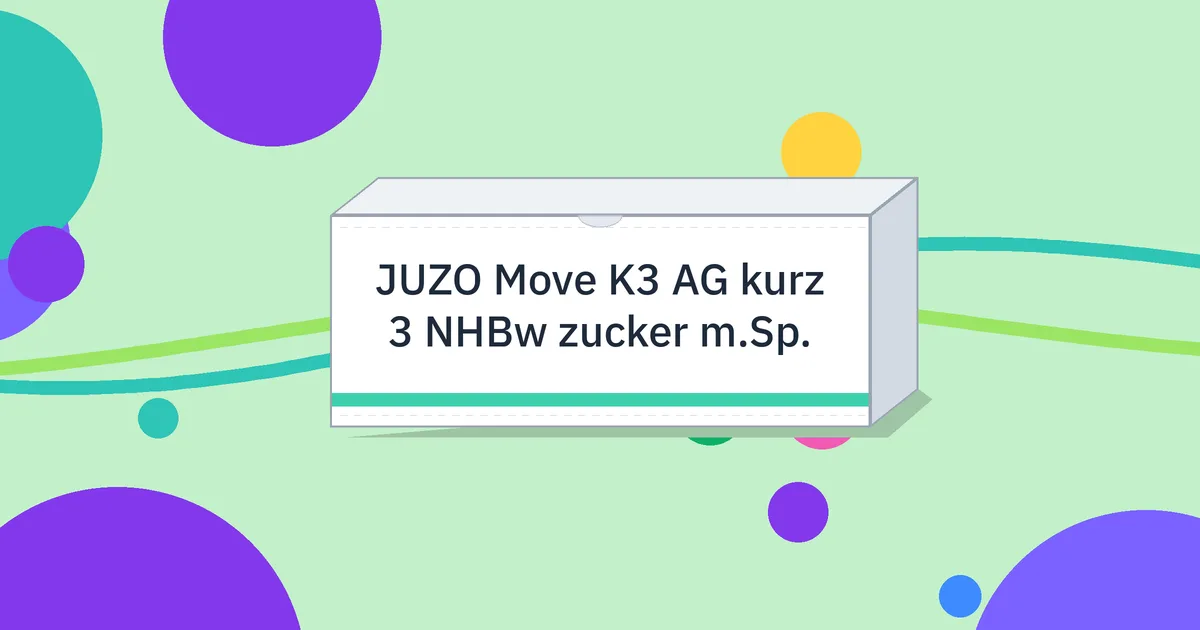 Symbolbild: Packung mit der Aufschrift JUZO Move K3 AG kurz 3 NHBw zucker m.Sp. (PZN 18578389) – Verfügbarkeit und Bezug in Apotheken in Frankfurt am Main