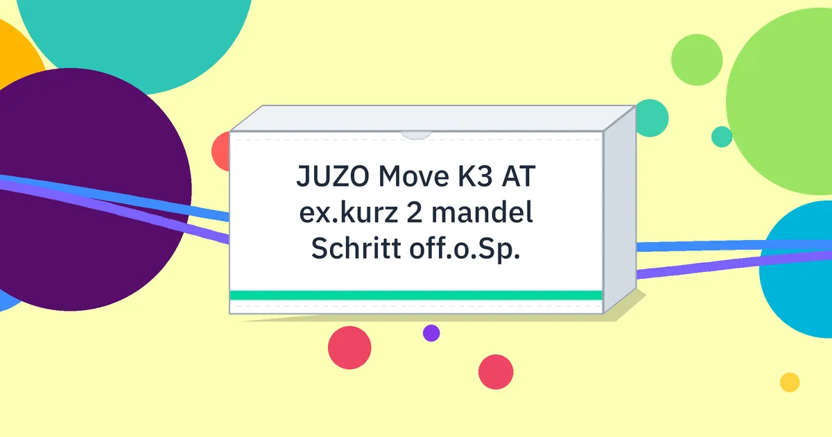 Symbolbild: Packung mit der Aufschrift JUZO Move K3 AT ex.kurz 2 mandel Schritt off.o.Sp. (PZN 20682208) – Verfügbarkeit und Bezug in Apotheken in Frankfurt am Main