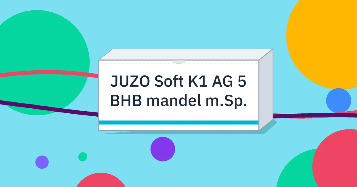 Symbolbild: Packung mit der Aufschrift JUZO Soft K1 AG 5 BHB mandel m.Sp. (PZN 14821054) – Verfügbarkeit und Bezug in Apotheken in Frankfurt am Main
