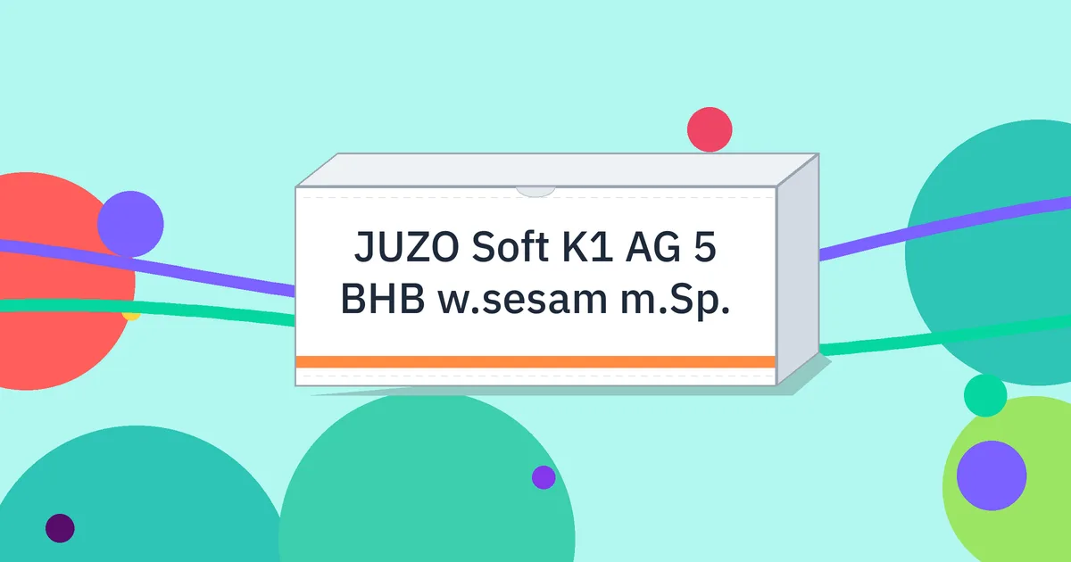 Symbolbild: Packung mit der Aufschrift JUZO Soft K1 AG 5 BHB w.sesam m.Sp. (PZN 14836765) – Verfügbarkeit und Bezug in Apotheken in Frankfurt am Main