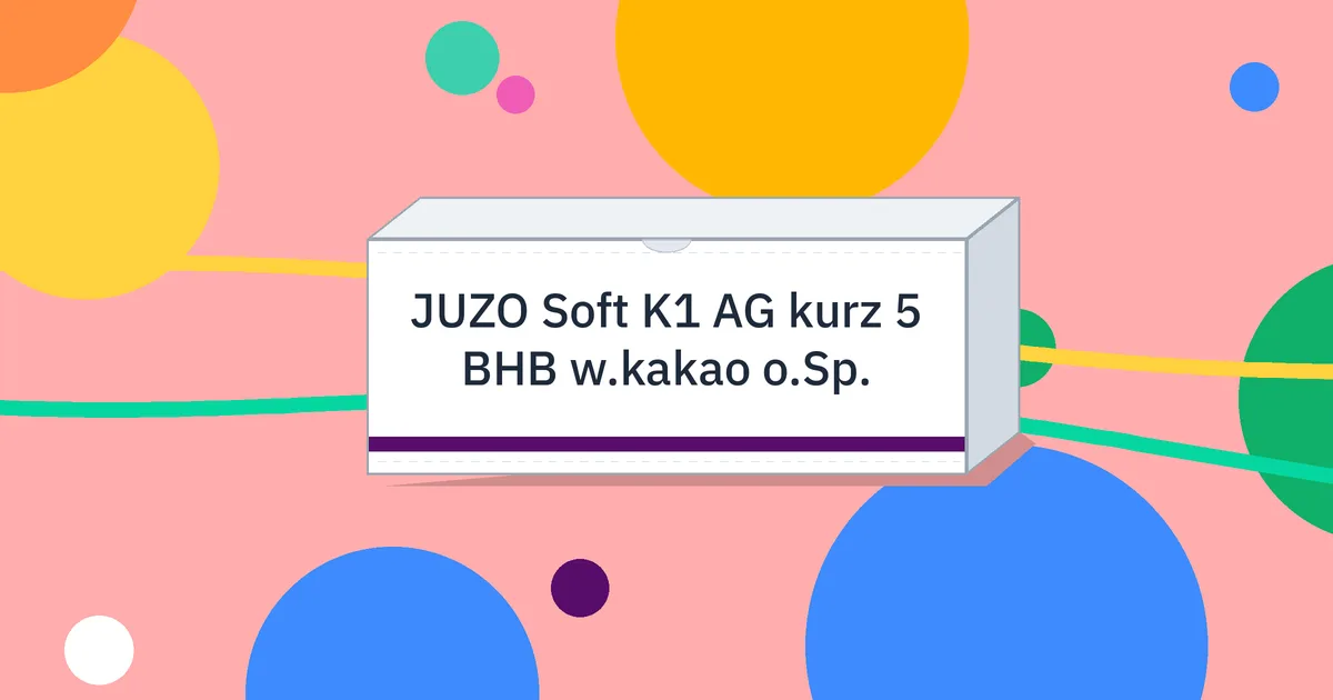 Symbolbild: Packung mit der Aufschrift JUZO Soft K1 AG kurz 5 BHB w.kakao o.Sp. (PZN 14839120) – Verfügbarkeit und Bezug in Apotheken in Frankfurt am Main