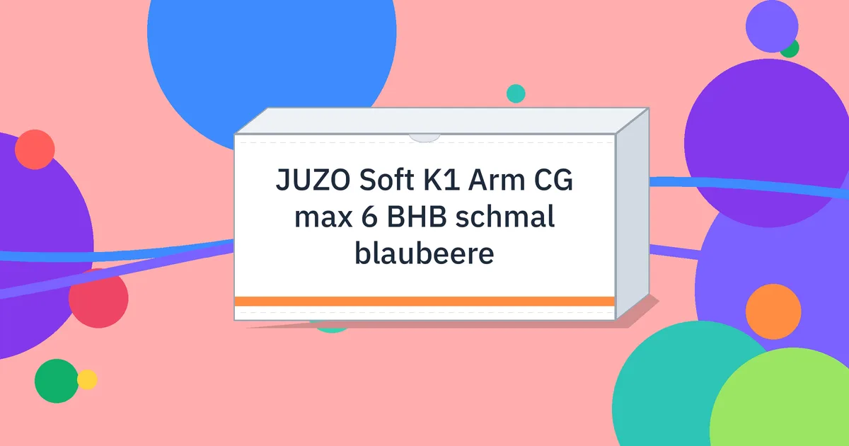 Symbolbild: Packung mit der Aufschrift JUZO Soft K1 Arm CG max 6 BHB schmal blaubeere (PZN 15509761) – Verfügbarkeit und Bezug in Apotheken in Frankfurt am Main
