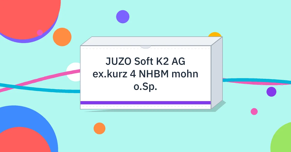Symbolbild: Packung mit der Aufschrift JUZO Soft K2 AG ex.kurz 4 NHBM mohn o.Sp. (PZN 14998723) – Verfügbarkeit und Bezug in Apotheken in Frankfurt am Main