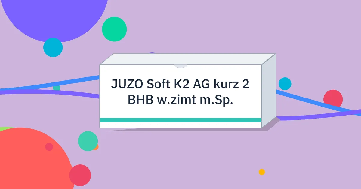 Symbolbild: Packung mit der Aufschrift JUZO Soft K2 AG kurz 2 BHB w.zimt m.Sp. (PZN 14841915) – Verfügbarkeit und Bezug in Apotheken in Frankfurt am Main