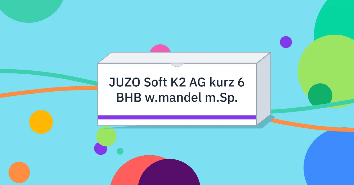 Symbolbild: Packung mit der Aufschrift JUZO Soft K2 AG kurz 6 BHB w.mandel m.Sp. (PZN 14842263) – Verfügbarkeit und Bezug in Apotheken in Frankfurt am Main