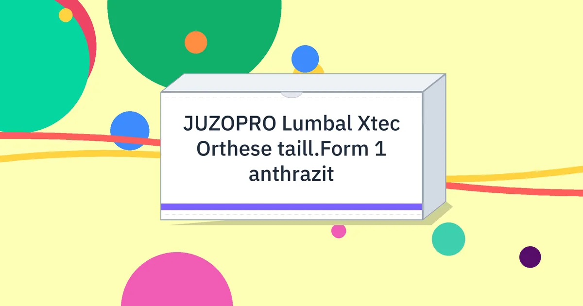 Symbolbild: Packung mit der Aufschrift JUZOPRO Lumbal Xtec Orthese taill.Form 1 anthrazit (PZN 16498261) – Verfügbarkeit und Bezug in Apotheken in Frankfurt am Main