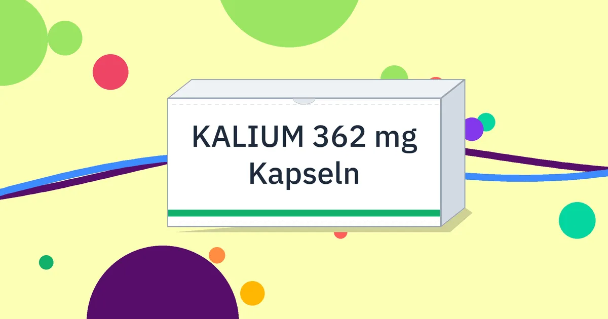 Symbolbild: Packung mit der Aufschrift KALIUM 362 mg Kapseln (PZN 15737350) – Verfügbarkeit und Bezug in Apotheken in Frankfurt am Main