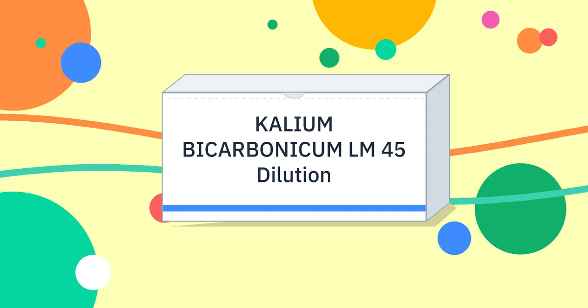 Symbolbild: Packung mit der Aufschrift KALIUM BICARBONICUM LM 45 Dilution (PZN 13783699) – Verfügbarkeit und Bezug in Apotheken in Frankfurt am Main