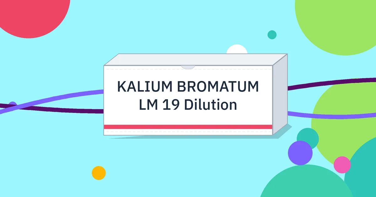 Symbolbild: Packung mit der Aufschrift KALIUM BROMATUM LM 19 Dilution (PZN 12917956) – Verfügbarkeit und Bezug in Apotheken in Frankfurt am Main