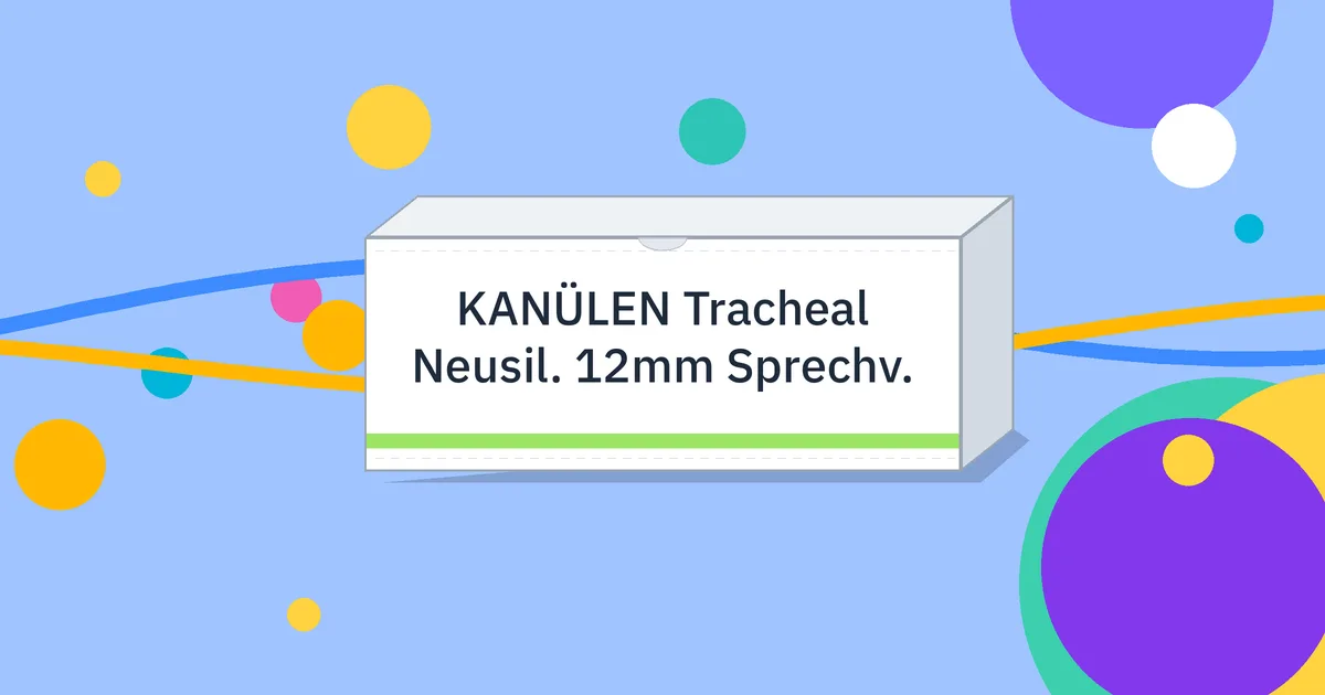 Symbolbild: Packung mit der Aufschrift KANÜLEN Tracheal Neusil. 12mm Sprechv. (PZN 01965805) – Verfügbarkeit und Bezug in Apotheken in Frankfurt am Main