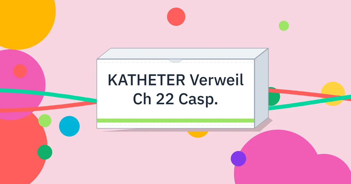 Symbolbild: Packung mit der Aufschrift KATHETER Verweil Ch 22 Casp. (PZN 01730226) – Verfügbarkeit und Bezug in Apotheken in Frankfurt am Main
