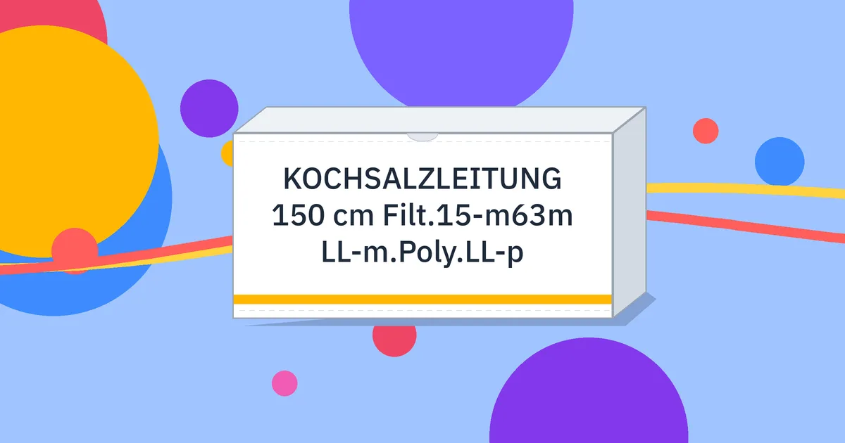Symbolbild: Packung mit der Aufschrift KOCHSALZLEITUNG 150 cm Filt.15-m63m LL-m.Poly.LL-p (PZN 17487673) – Verfügbarkeit und Bezug in Apotheken in Frankfurt am Main