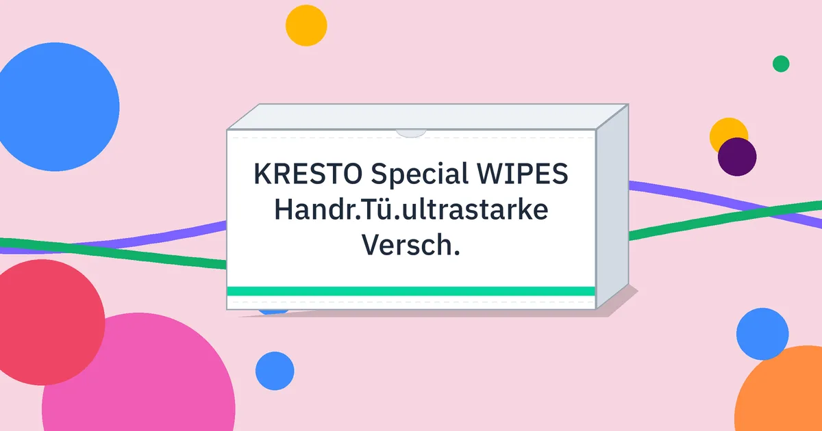 Symbolbild: Packung mit der Aufschrift KRESTO Special WIPES Handr.Tü.ultrastarke Versch. (PZN 11686549) – Verfügbarkeit und Bezug in Apotheken in Frankfurt am Main