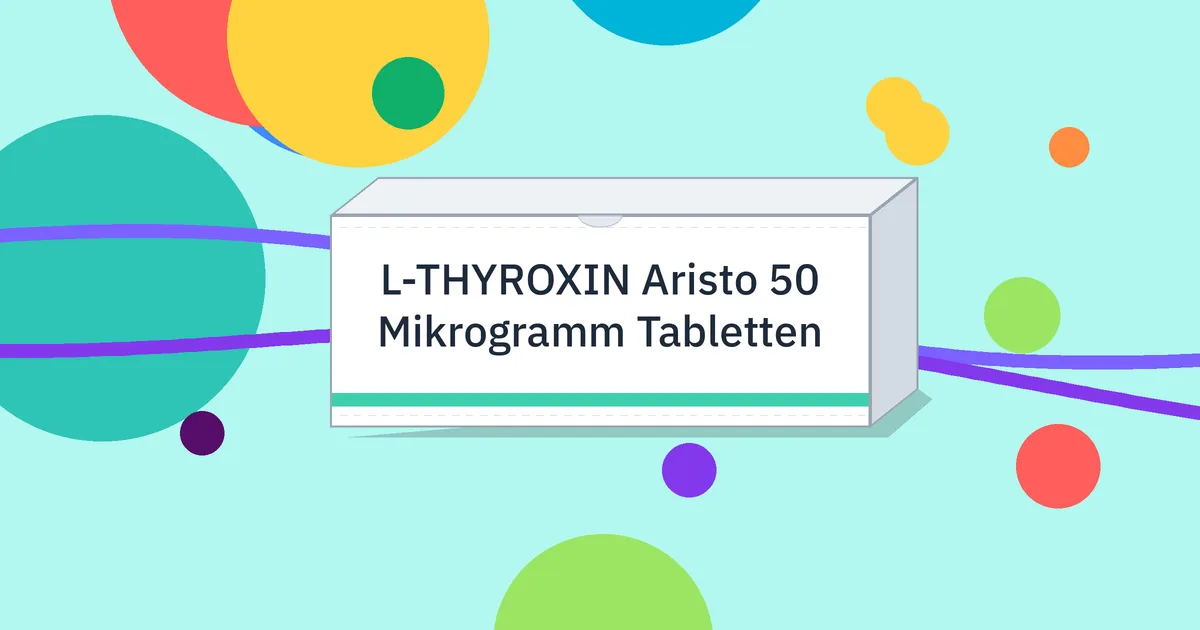 Symbolbild: Packung mit der Aufschrift L-THYROXIN Aristo 50 Mikrogramm Tabletten (PZN 01880641) – Verfügbarkeit und Bezug in Apotheken in Frankfurt am Main