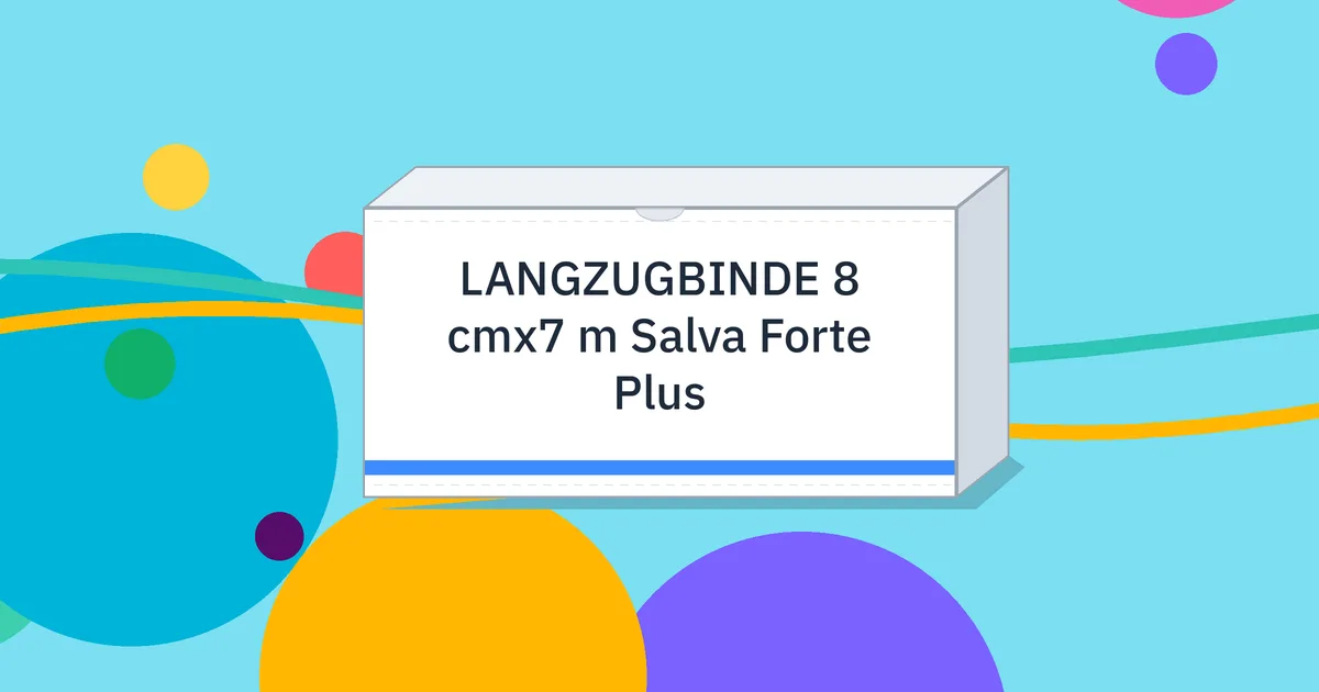 Symbolbild: Packung mit der Aufschrift LANGZUGBINDE 8 cmx7 m Salva Forte Plus (PZN 10351597) – Verfügbarkeit und Bezug in Apotheken in Frankfurt am Main