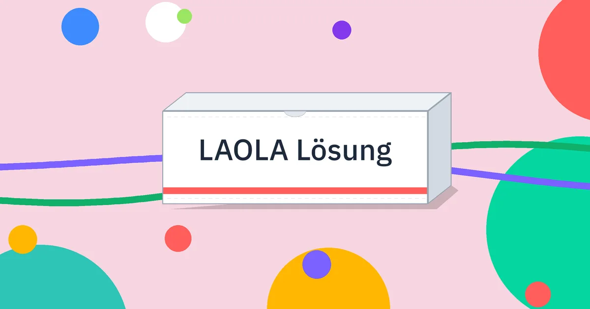 Symbolbild: Packung mit der Aufschrift LAOLA Lösung (PZN 04988847) – Verfügbarkeit und Bezug in Apotheken in Frankfurt am Main