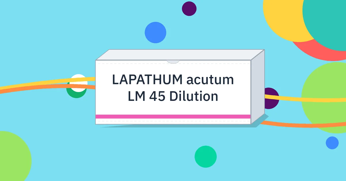Symbolbild: Packung mit der Aufschrift LAPATHUM acutum LM 45 Dilution (PZN 13522929) – Verfügbarkeit und Bezug in Apotheken in Frankfurt am Main