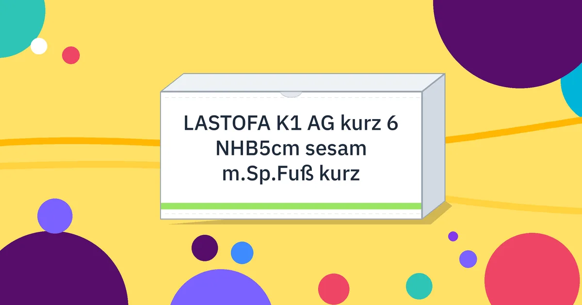 Symbolbild: Packung mit der Aufschrift LASTOFA K1 AG kurz 6 NHB5cm sesam m.Sp.Fuß kurz (PZN 13794639) – Verfügbarkeit und Bezug in Apotheken in Frankfurt am Main