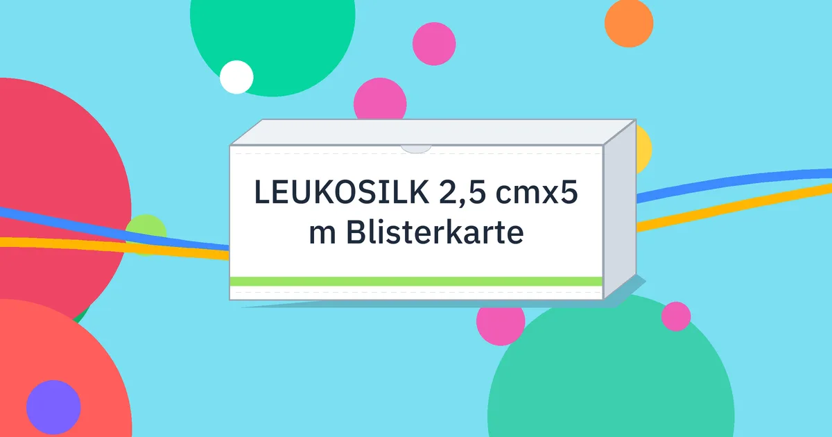 Symbolbild: Packung mit der Aufschrift LEUKOSILK 2,5 cmx5 m Blisterkarte (PZN 00397109) – Verfügbarkeit und Bezug in Apotheken in Frankfurt am Main