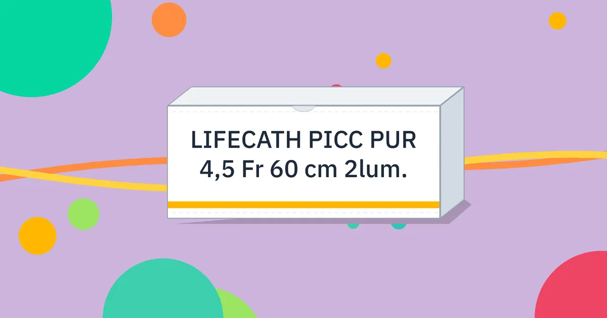 Symbolbild: Packung mit der Aufschrift LIFECATH PICC PUR 4,5 Fr 60 cm 2lum. (PZN 15209444) – Verfügbarkeit und Bezug in Apotheken in Frankfurt am Main