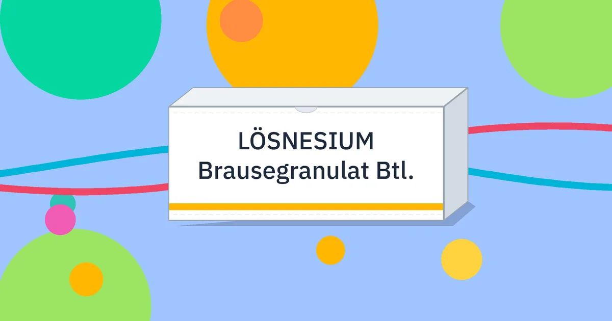 Symbolbild: Packung mit der Aufschrift LÖSNESIUM Brausegranulat Btl. (PZN 04373910) – Verfügbarkeit und Bezug in Apotheken in Frankfurt am Main