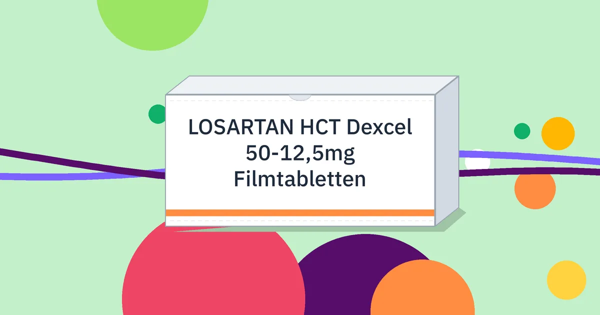 Symbolbild: Packung mit der Aufschrift LOSARTAN HCT Dexcel 50-12,5mg Filmtabletten (PZN 09333571) – Verfügbarkeit und Bezug in Apotheken in Frankfurt am Main
