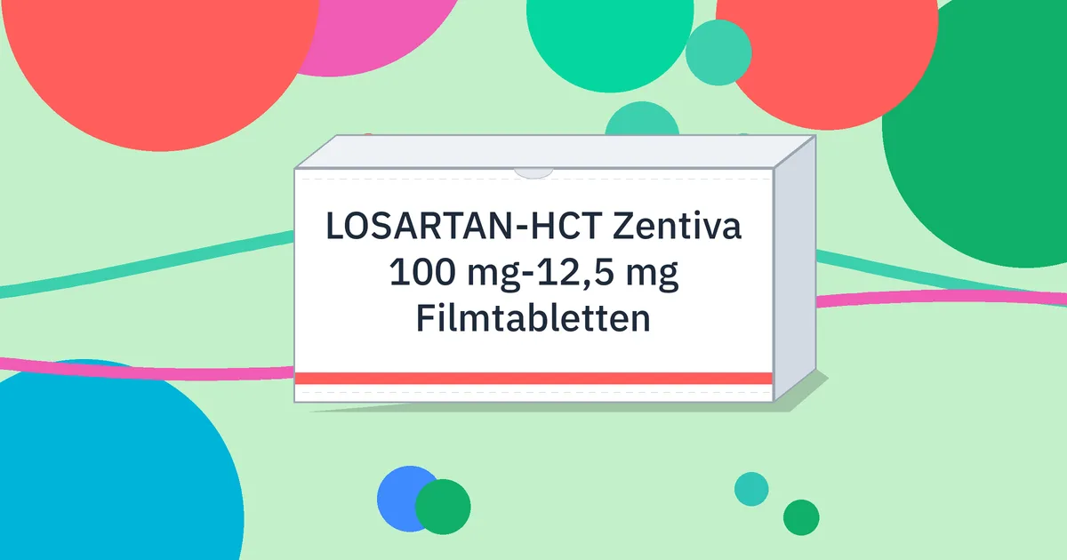 Symbolbild: Packung mit der Aufschrift LOSARTAN-HCT Zentiva 100 mg-12,5 mg Filmtabletten (PZN 16222530) – Verfügbarkeit und Bezug in Apotheken in Frankfurt am Main