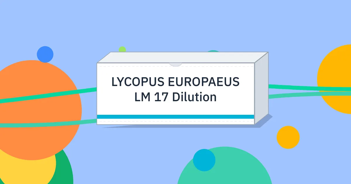 Symbolbild: Packung mit der Aufschrift LYCOPUS EUROPAEUS LM 17 Dilution (PZN 13538072) – Verfügbarkeit und Bezug in Apotheken in Frankfurt am Main