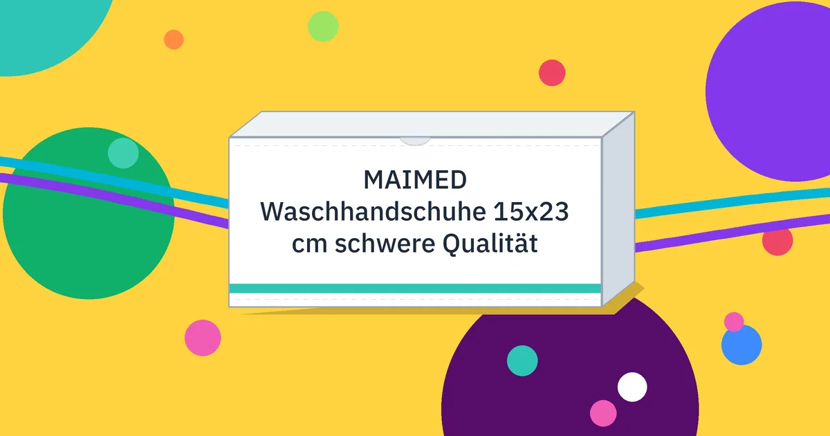 Symbolbild: Packung mit der Aufschrift MAIMED Waschhandschuhe 15x23 cm schwere Qualität (PZN 03196216) – Verfügbarkeit und Bezug in Apotheken in Frankfurt am Main