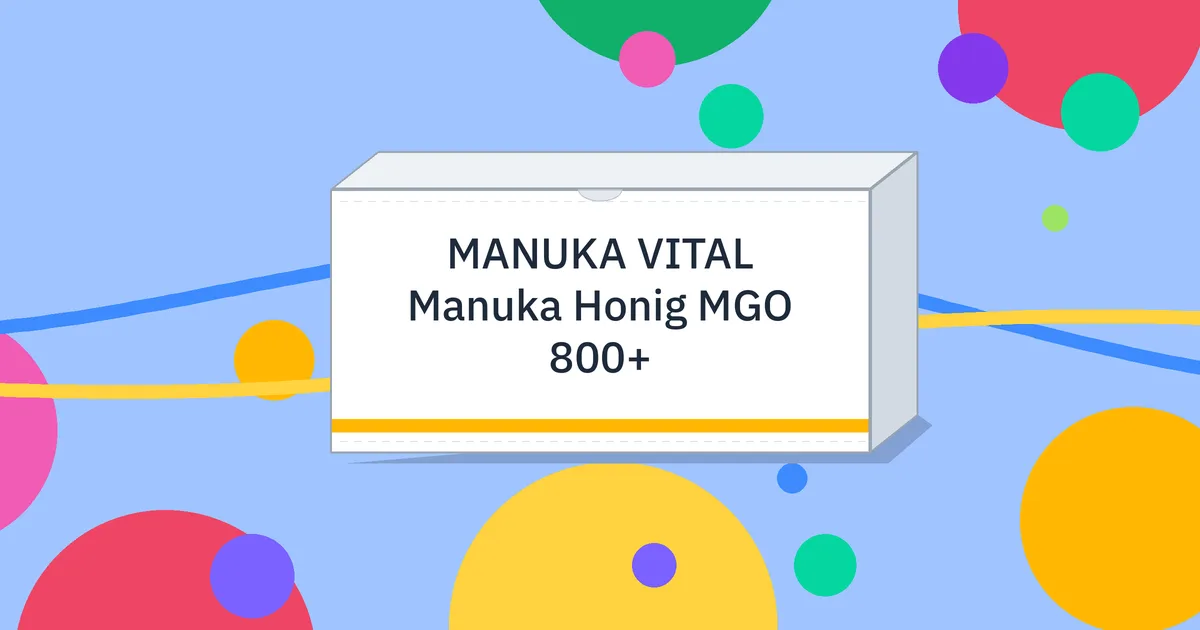 Symbolbild: Packung mit der Aufschrift MANUKA VITAL Manuka Honig MGO 800+ (PZN 20285766) – Verfügbarkeit und Bezug in Apotheken in Frankfurt am Main