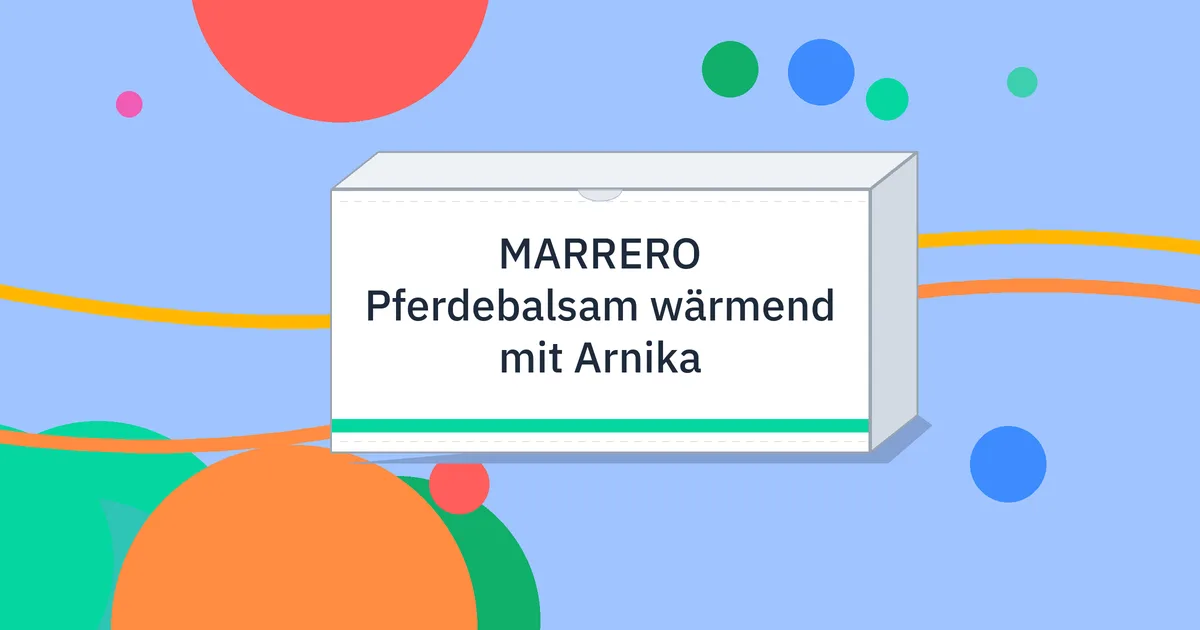 Symbolbild: Packung mit der Aufschrift MARRERO Pferdebalsam wärmend mit Arnika (PZN 19694608) – Verfügbarkeit und Bezug in Apotheken in Frankfurt am Main