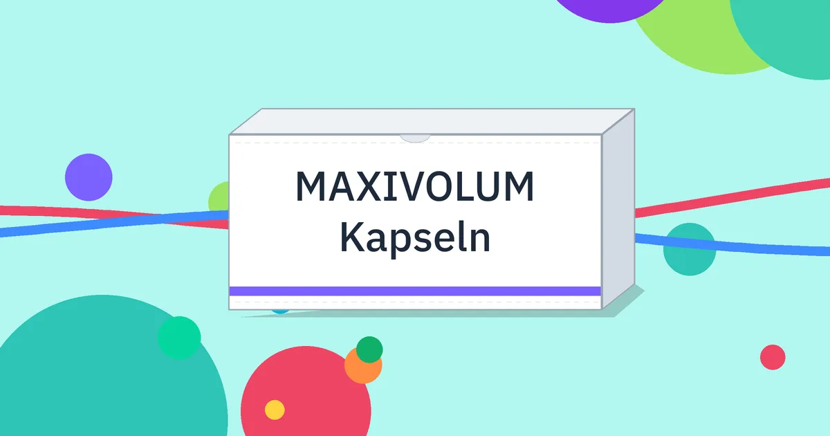 Symbolbild: Packung mit der Aufschrift MAXIVOLUM Kapseln (PZN 18709609) – Verfügbarkeit und Bezug in Apotheken in Frankfurt am Main