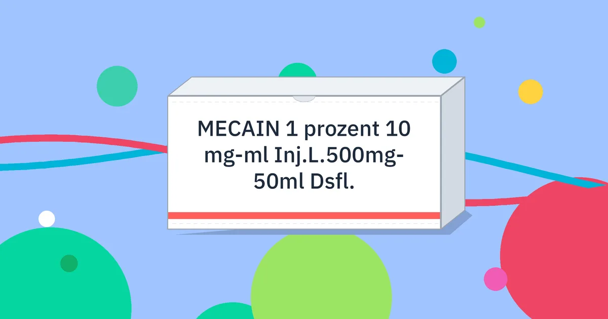 Symbolbild: Packung mit der Aufschrift MECAIN 1 prozent 10 mg-ml Inj.L.500mg-50ml Dsfl. (PZN 11356326) – Verfügbarkeit und Bezug in Apotheken in Frankfurt am Main