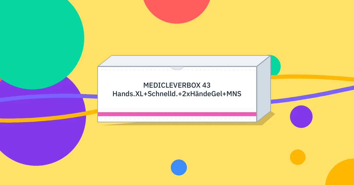 Symbolbild: Packung mit der Aufschrift MEDICLEVERBOX 43 Hands.XL+Schnelld.+2xHändeGel+MNS (PZN 19112813) – Verfügbarkeit und Bezug in Apotheken in Frankfurt am Main