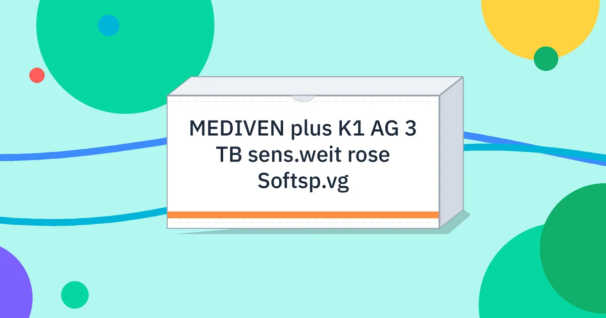 Symbolbild: Packung mit der Aufschrift MEDIVEN plus K1 AG 3 TB sens.weit rose Softsp.vg (PZN 15065442) – Verfügbarkeit und Bezug in Apotheken in Frankfurt am Main
