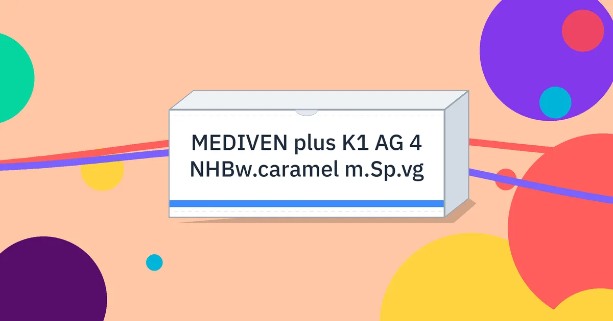 Symbolbild: Packung mit der Aufschrift MEDIVEN plus K1 AG 4 NHBw.caramel m.Sp.vg (PZN 15924218) – Verfügbarkeit und Bezug in Apotheken in Frankfurt am Main