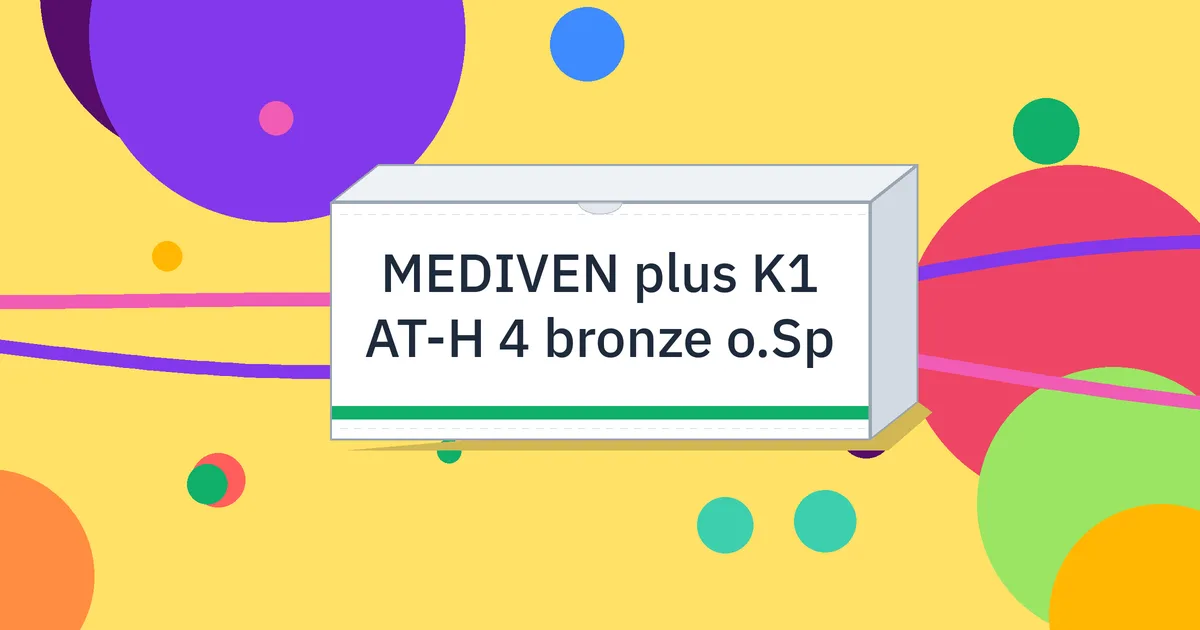 Symbolbild: Packung mit der Aufschrift MEDIVEN plus K1 AT-H 4 bronze o.Sp (PZN 15036021) – Verfügbarkeit und Bezug in Apotheken in Frankfurt am Main