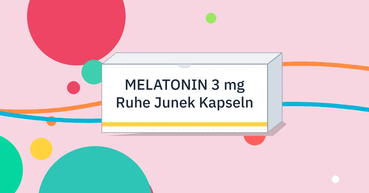 Symbolbild: Packung mit der Aufschrift MELATONIN 3 mg Ruhe Junek Kapseln (PZN 17900498) – Verfügbarkeit und Bezug in Apotheken in Frankfurt am Main