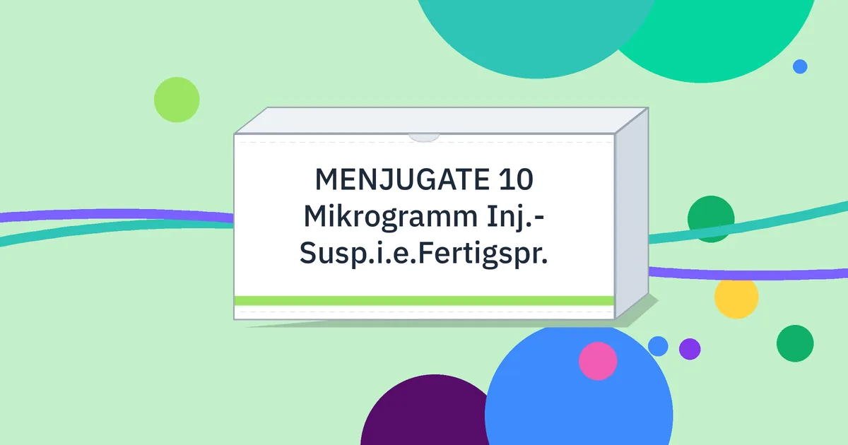 Symbolbild: Packung mit der Aufschrift MENJUGATE 10 Mikrogramm Inj.-Susp.i.e.Fertigspr. (PZN 12501316) – Verfügbarkeit und Bezug in Apotheken in Frankfurt am Main