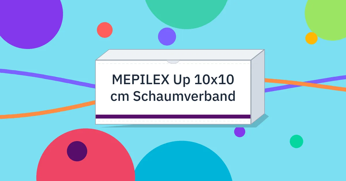 Symbolbild: Packung mit der Aufschrift MEPILEX Up 10x10 cm Schaumverband (PZN 20087871) – Verfügbarkeit und Bezug in Apotheken in Frankfurt am Main