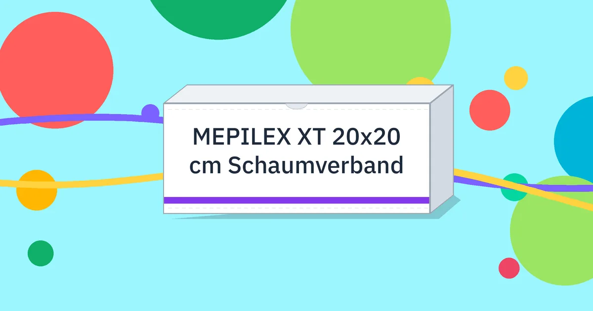 Symbolbild: Packung mit der Aufschrift MEPILEX XT 20x20 cm Schaumverband (PZN 11147290) – Verfügbarkeit und Bezug in Apotheken in Frankfurt am Main