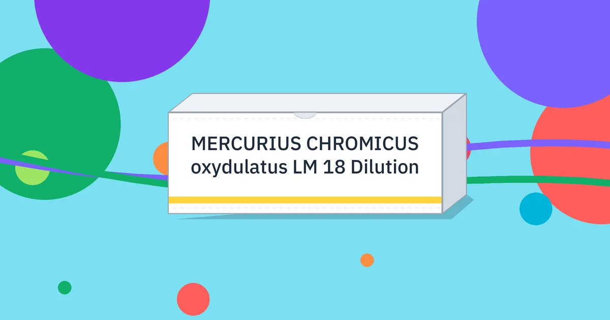 Symbolbild: Packung mit der Aufschrift MERCURIUS CHROMICUS oxydulatus LM 18 Dilution (PZN 12949577) – Verfügbarkeit und Bezug in Apotheken in Frankfurt am Main