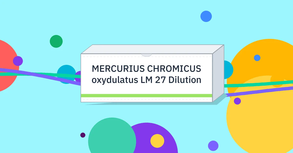 Symbolbild: Packung mit der Aufschrift MERCURIUS CHROMICUS oxydulatus LM 27 Dilution (PZN 12949689) – Verfügbarkeit und Bezug in Apotheken in Frankfurt am Main