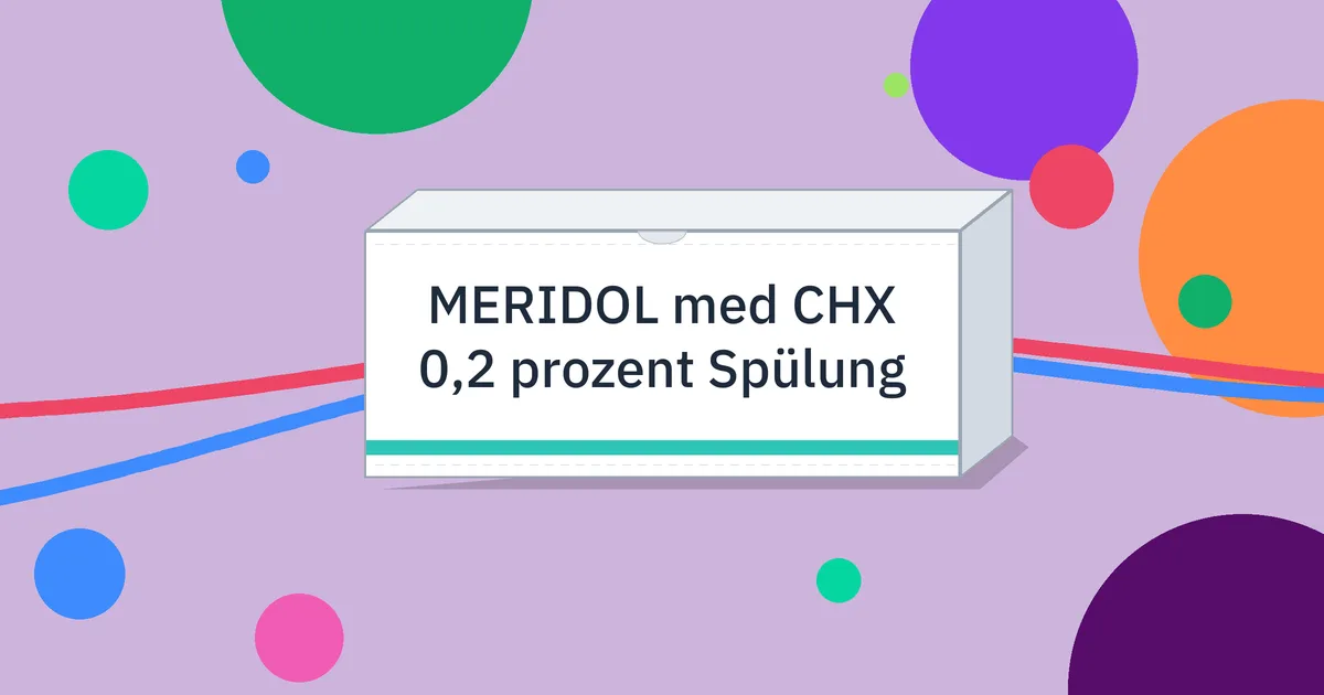 Symbolbild: Packung mit der Aufschrift MERIDOL med CHX 0,2 prozent Spülung (PZN 06846525) – Verfügbarkeit und Bezug in Apotheken in Frankfurt am Main