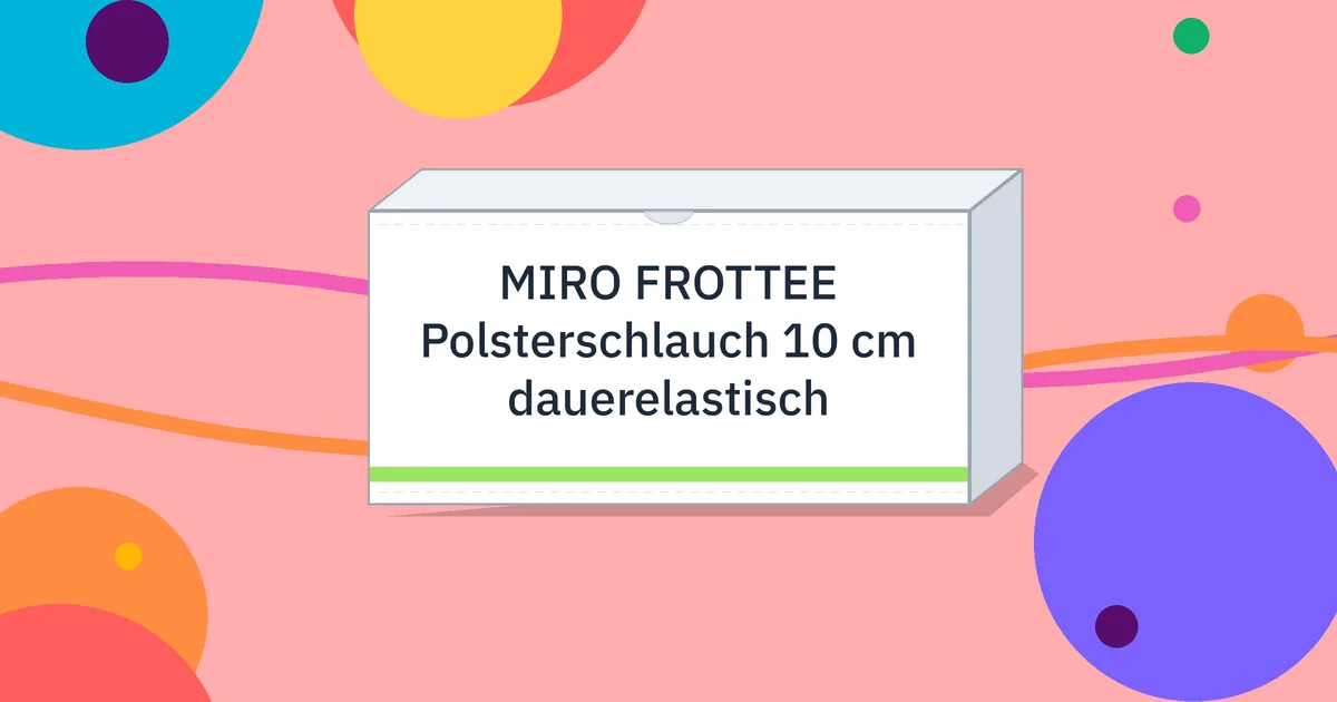 Symbolbild: Packung mit der Aufschrift MIRO FROTTEE Polsterschlauch 10 cm dauerelastisch (PZN 00952433) – Verfügbarkeit und Bezug in Apotheken in Frankfurt am Main