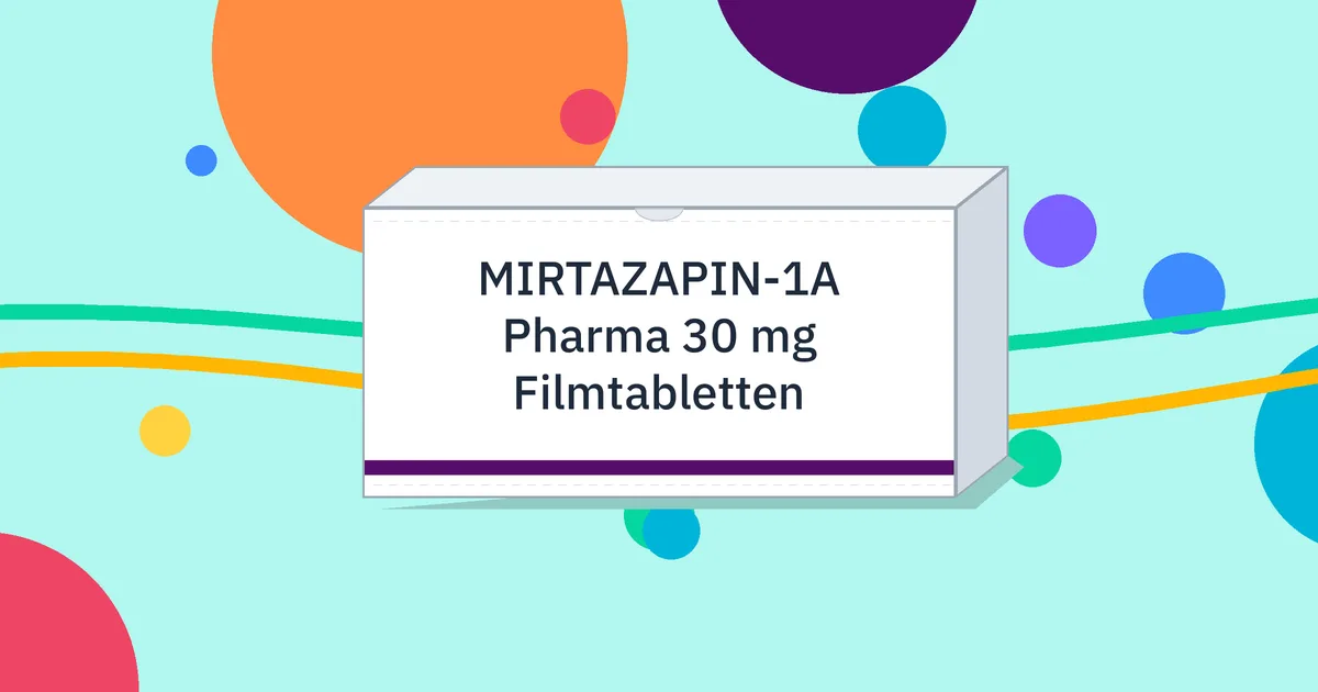 Symbolbild: Packung mit der Aufschrift MIRTAZAPIN-1A Pharma 30 mg Filmtabletten (PZN 00250688) – Verfügbarkeit und Bezug in Apotheken in Frankfurt am Main