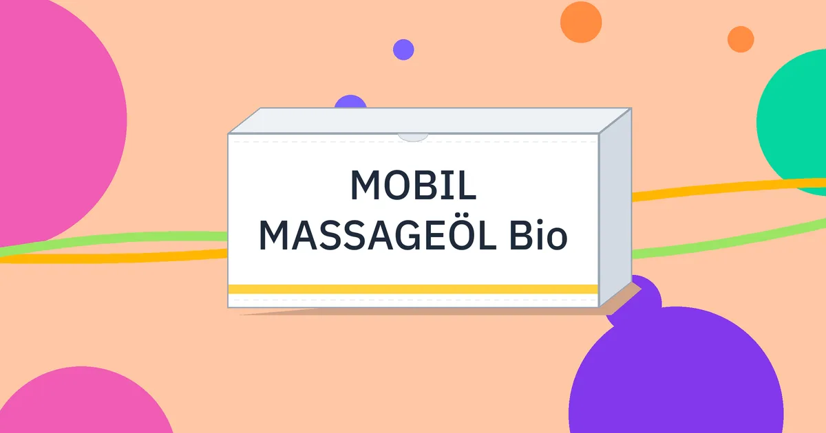 Symbolbild: Packung mit der Aufschrift MOBIL MASSAGEÖL Bio (PZN 19972668) – Verfügbarkeit und Bezug in Apotheken in Frankfurt am Main